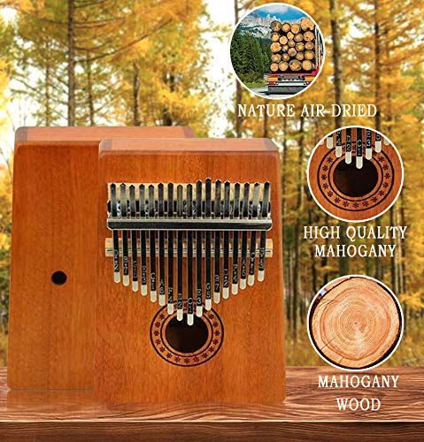 Kalimba Thumb Piano 17 Keys with Mahogany Portable African Mbira Gift for Kids Adult (Style2)