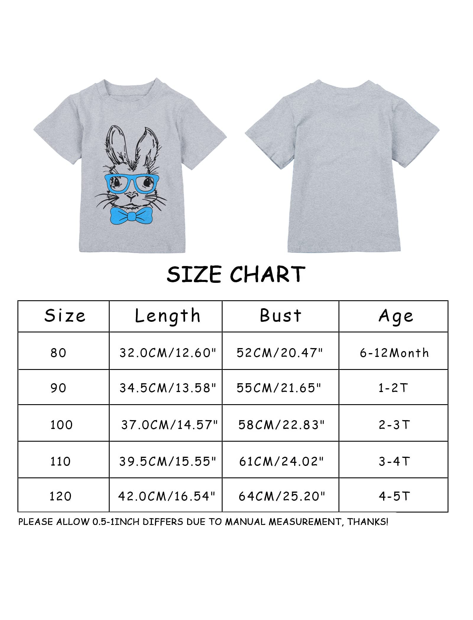 Toddler Easter Bunny Shirts Cute Rabbit with Glasses Print Tshirt Happy Easter Short Sleeve Tee Tops Grey