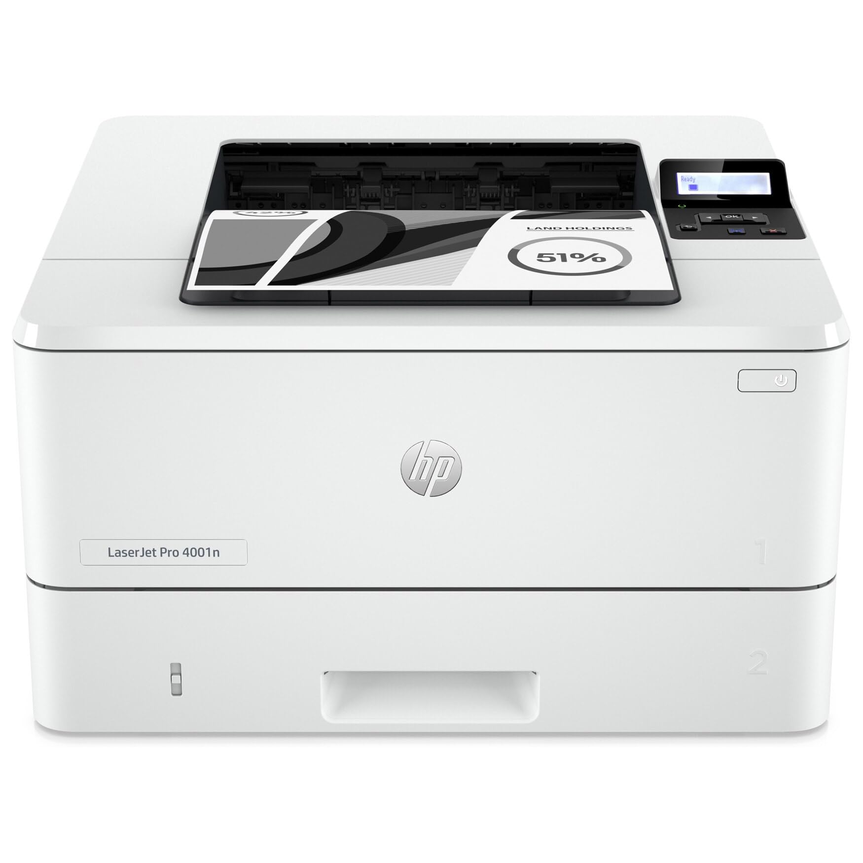 HP Laserjet Pro 4001n Single-Function Monochrome Laser Printer, White - Print only - Mobile Printing, 42 ppm, 1200 x 1200 dpi, Manual 2-Sided Printing, 8.5 x 14, Ethernet, Hi-Speed USB