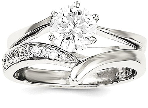 IceCarats 925 Sterling Silver Cubic Zirconia CZ Wedding Band Engagement Ring Bridal Jewelry Set