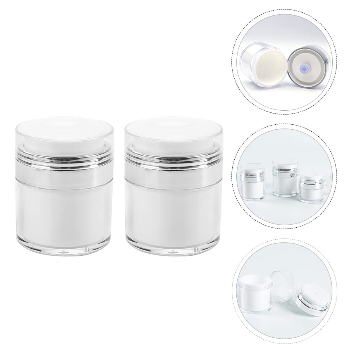 Travel Container Empty Refillable Cosmetic airless Pump Jars Empty airless Cosmetic Container airless Lotion Dispenser Air Pump Bottles Vacuum Container (Size : 7.5x6.2x6.2cm)