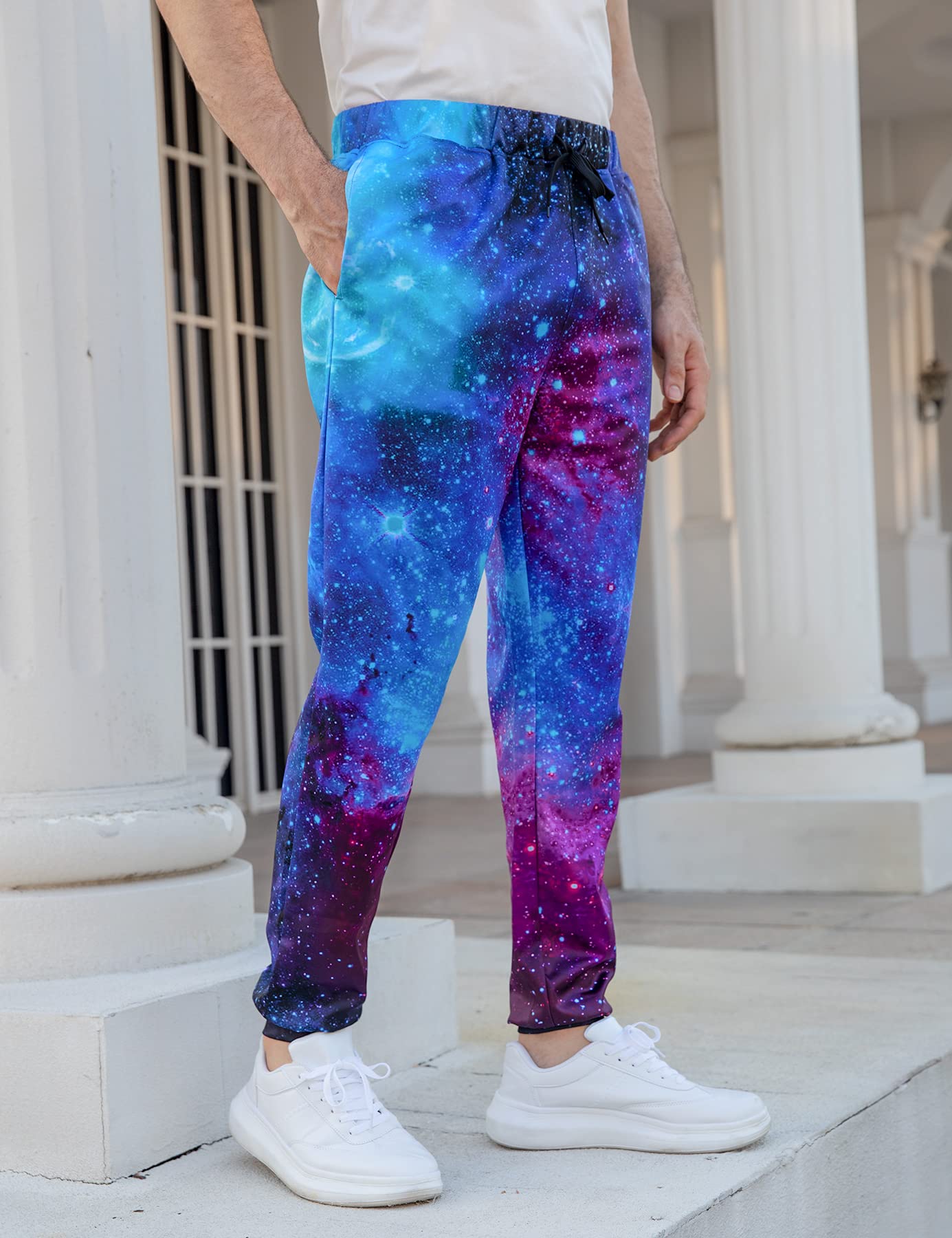 Idgreatim Women Men Galaxy Joggers Sweatpant Cool 3D Graphic Printed Hip Hop Sport Pants with Pockets S