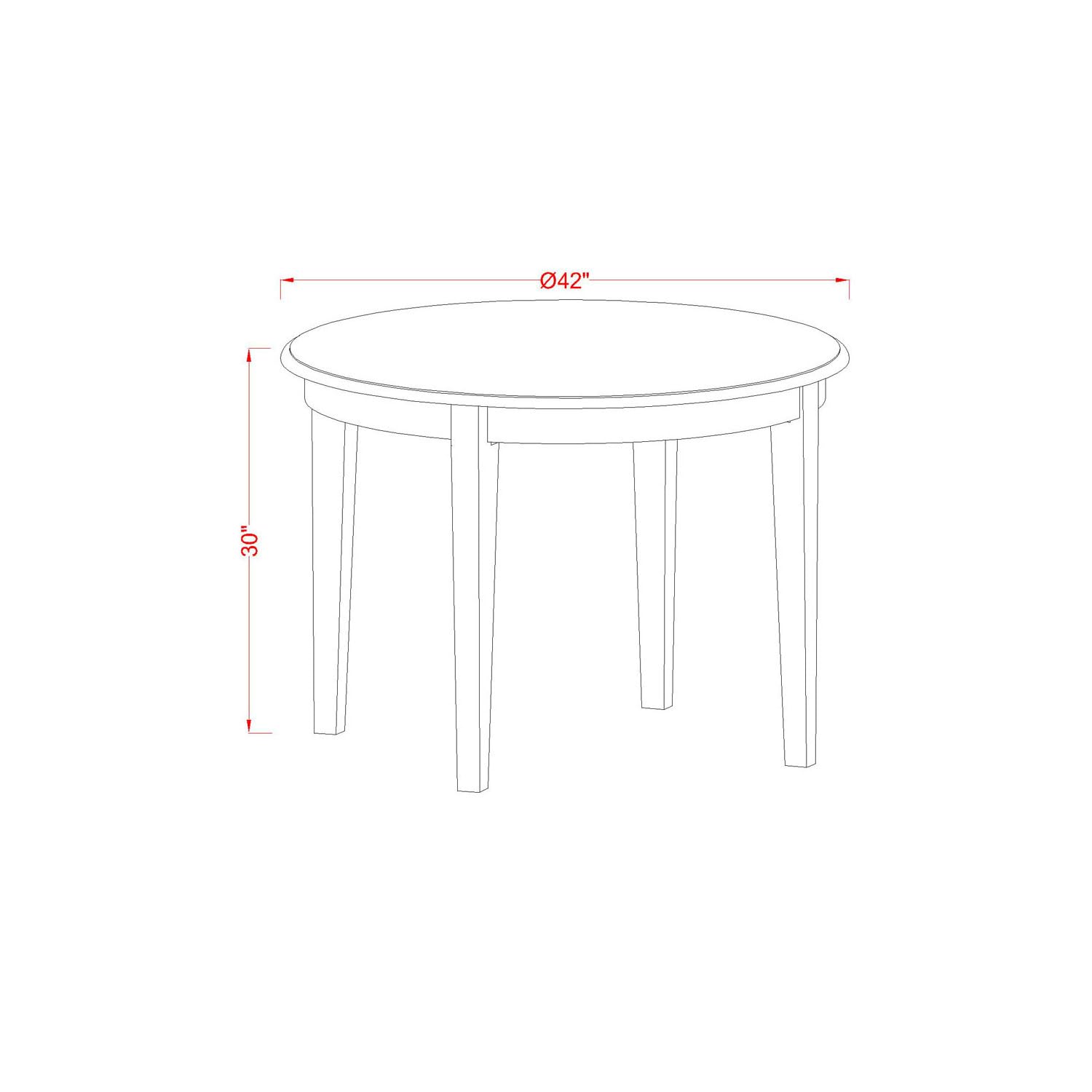 HomeStock Classic Comfort 5-Pc Table and Chairs Dining Set Included A Round Dining Table & 4 Kitchen Chairs, Doeskin Linen Fabric Parson Chairs Seat with Rubber Wood Legs, Linen White Finish