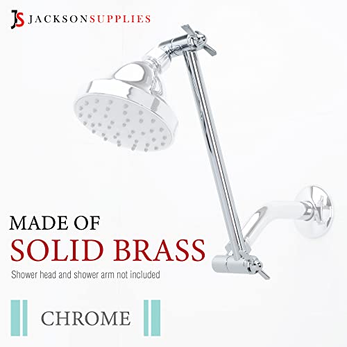 Shower Head Extension Arm by JS Jackson Supplies, Adjustable 10 Inch Showerhead Extender, Solid Brass Construction, Universal Tall Hi-lo Pipe Height Extending (Chrome Finish)