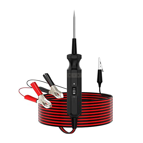Power Circuit Probe Tester Polarity Identify Electrical Tester 6V-24V DC Short&Open Circuit Tester Automotive with 13FT Long Test Lead,LED Test Light,Buzzer,High-sensitive Test Pen,Overload Protection