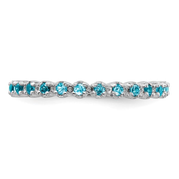 IceCarats 925 Sterling Silver Blue Topaz Stackable Ring Gemstone Band December Birthstone Jewelry Size 8.00