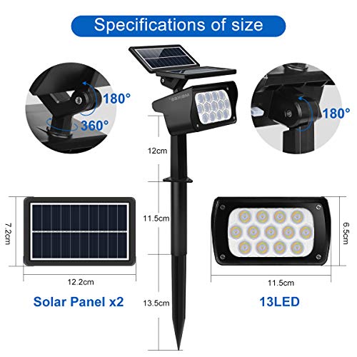 MEIKEE Solar Landscape Spotlights,2-in-1 Outdoor Solar Landscape Lights 13 LED Bulbs Waterproof Wireless Solar Powered Landscape Spotlights for Garden Patio Yard Cold & Warm White Adjustable(4 Pack)