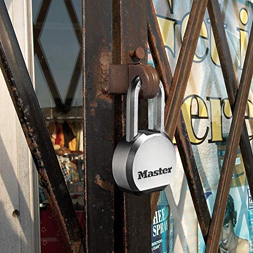 Master Lock Magnum Heavy Duty Solid Steel Padlock with Key, Silver, M930XKADLH