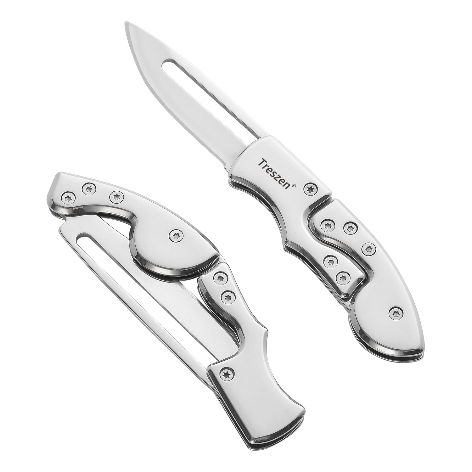 Treszen Pocket Knife, 5.3-inch Multi-Tool Folding Knife/Survival Knife, silvery