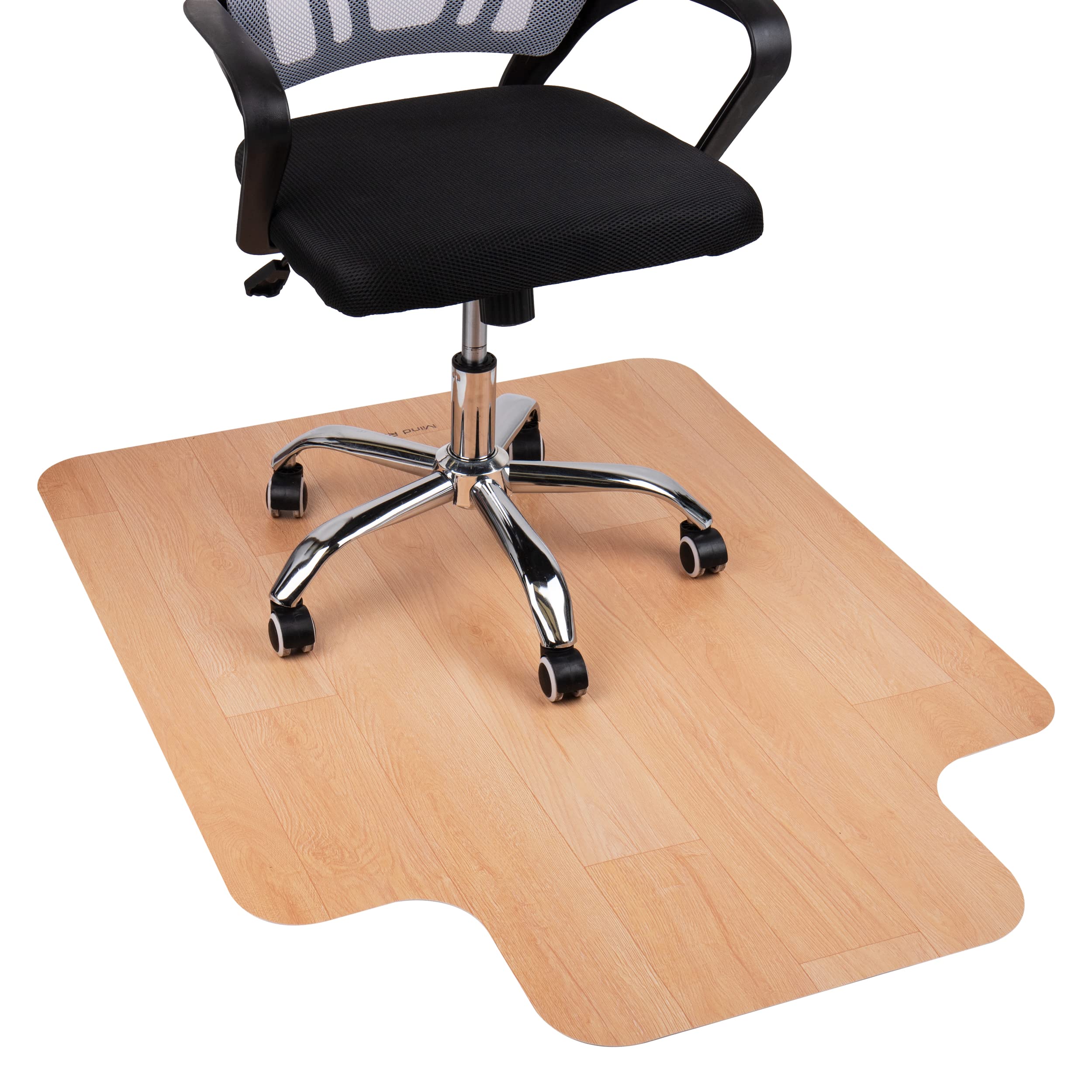 Mind Reader Office Chair Mat for Hardwood Floors, Under Desk Floor Protector, Rolling, PVC, 47.5 x 35.5, Woodtone