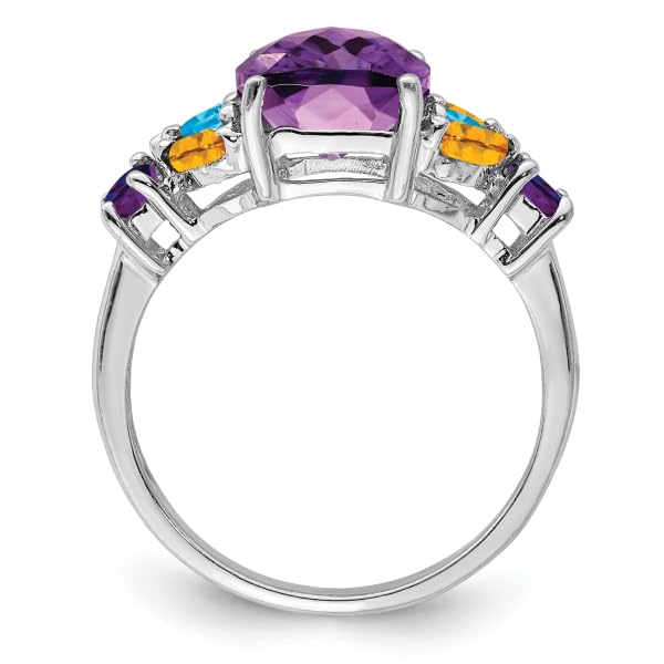 IceCarats 925 Sterling Silver Purple Amethyst Blue Topaz Yellow Orange Citrine Ring Gemstone Band Size 9