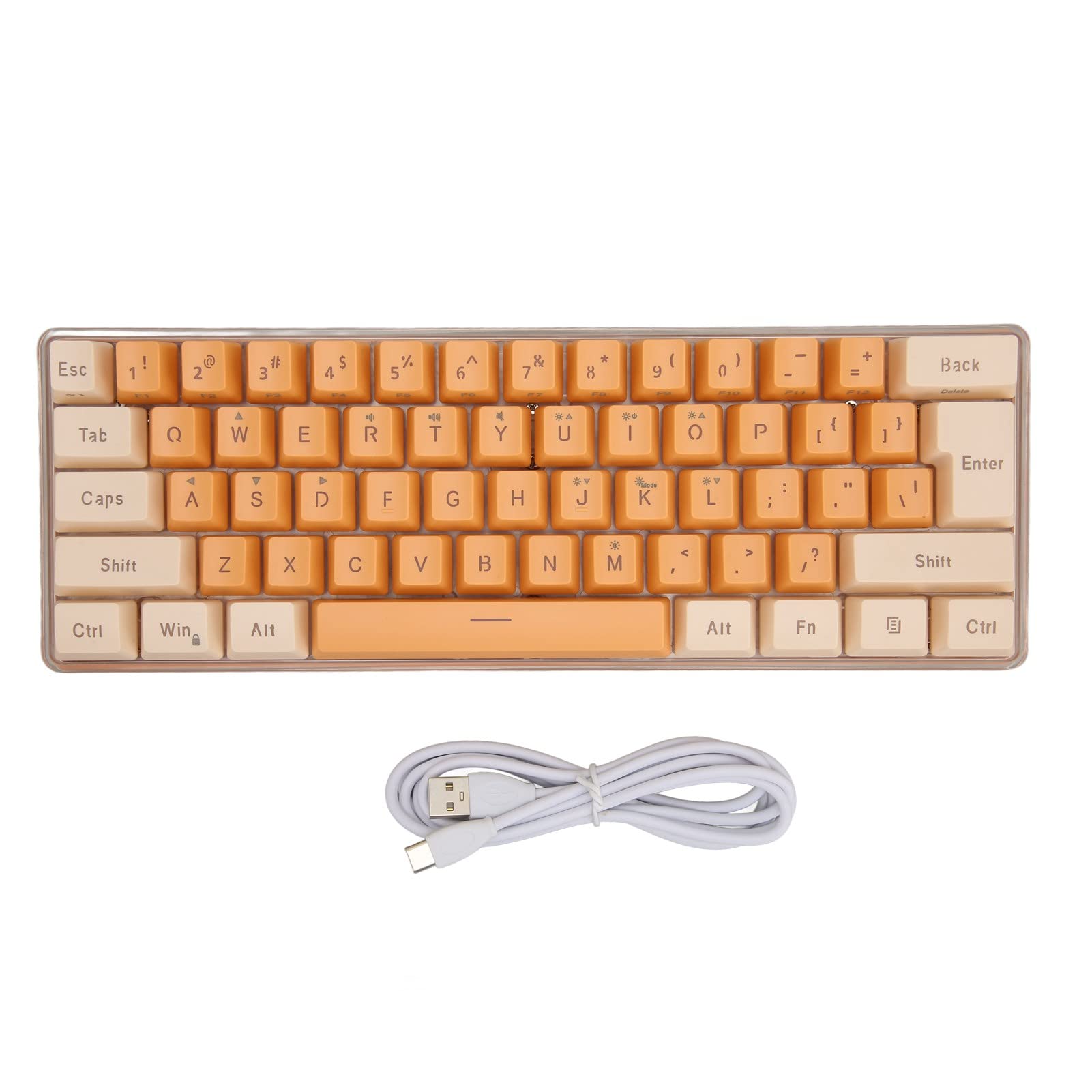 Rongm Mechanical Keyboard, Mobile Gaming Keyboard with High and Low Contrast Colors for Desktop (Beige Orange)