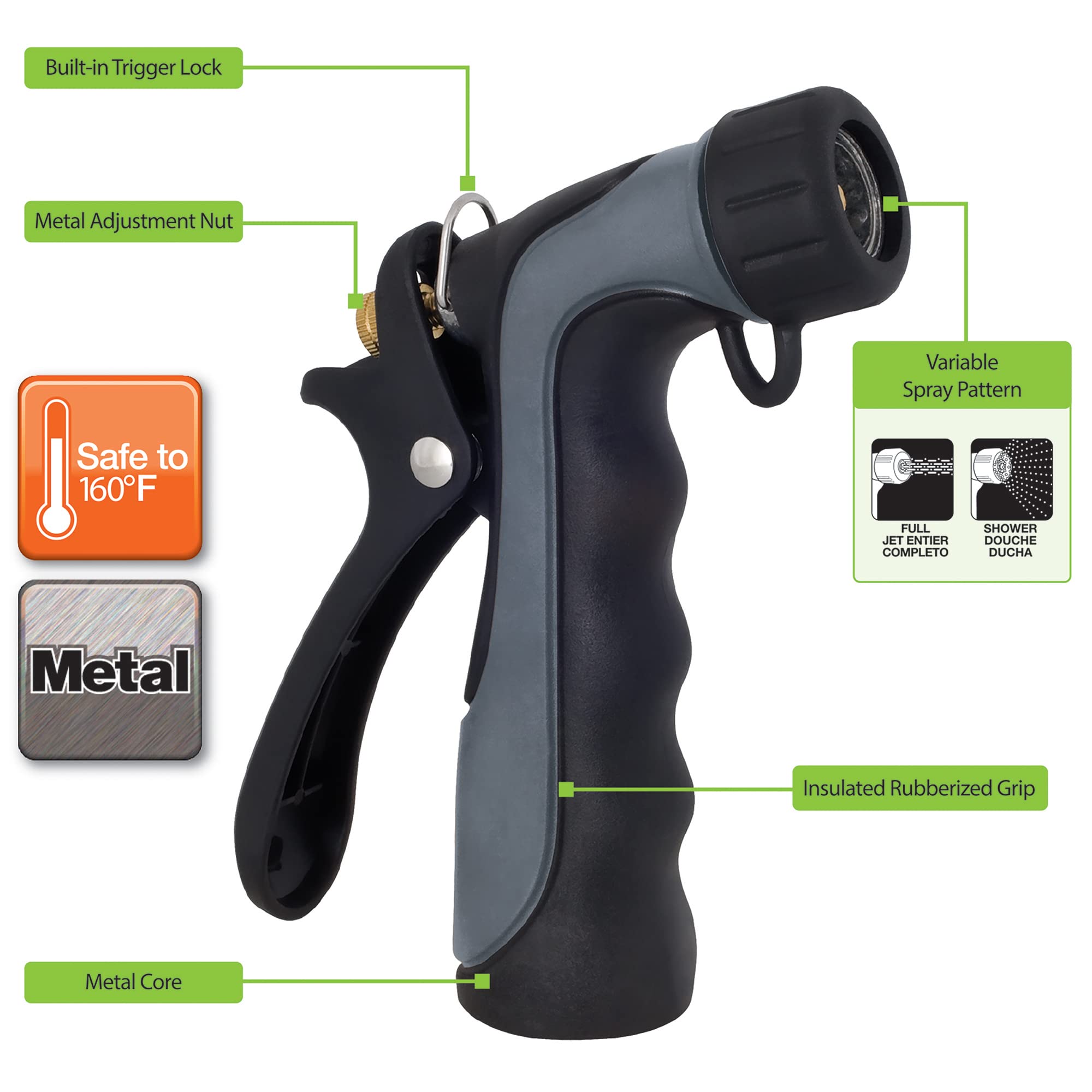 Melnor 65144AMZ Hot Water Nozzle Bundle, Black, Grey