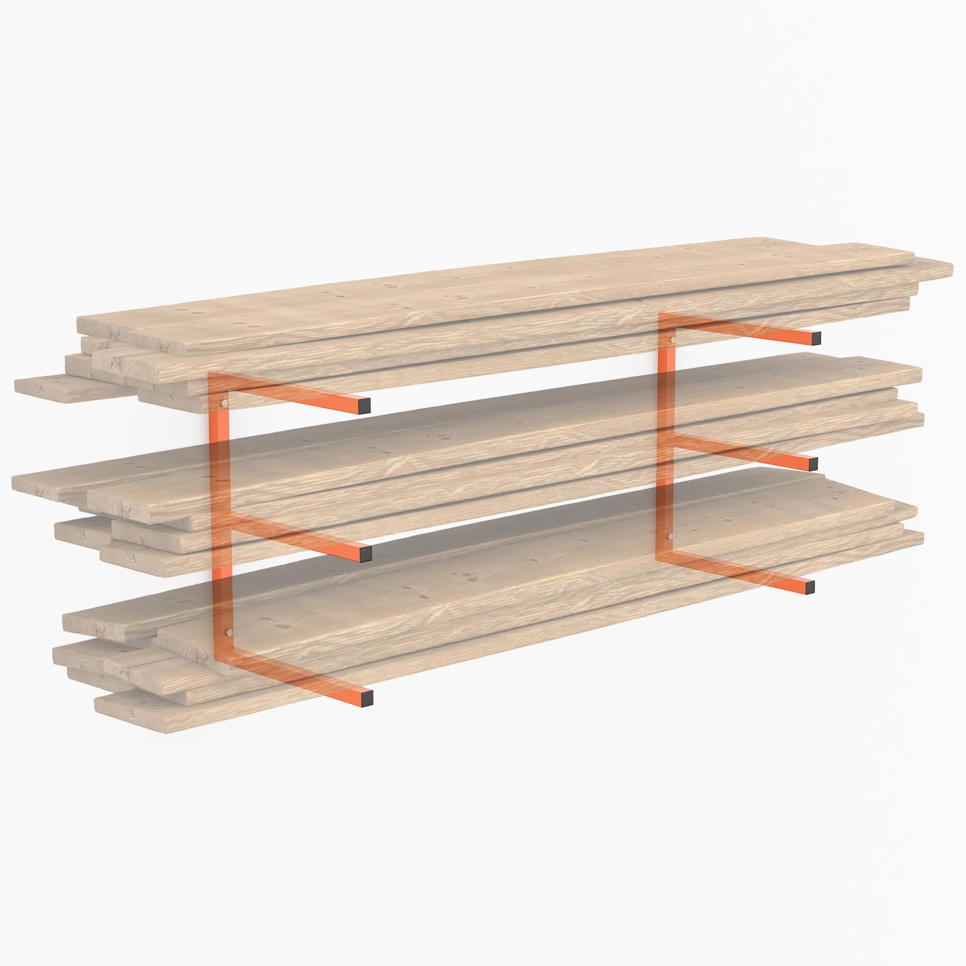 WALMANN Garage Wall Mounted Lumber Storage Rack, Overhead Heavy Duty Lumber Rack for Woodworking Shop(2 Pairs)