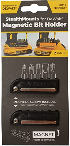 StealthMount DeWalt Magnetic Bit Holder - 2 Pack Drill Bit Organizer | Bit Holder for DeWalt | DeWalt Bit Holder for Drill | DeWalt Impact Bit Holder | DeWalt Bit Holder for Impact Driver | Made in UK