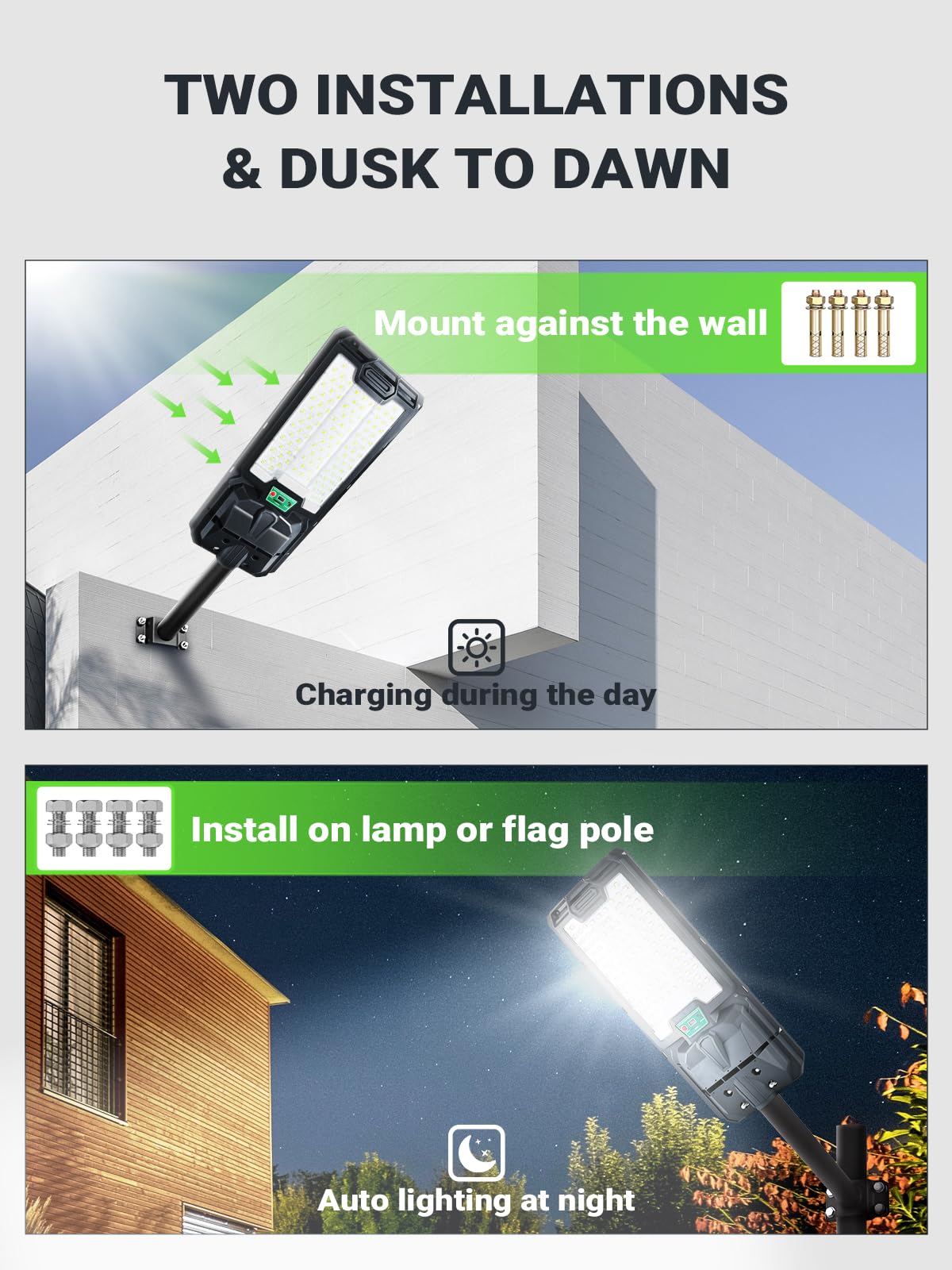 WONYO 1500W Solar Street Lights, Solar Parking Lot Lights with Remote Control & Radar Sensor, Waterproof IP65 Auto On/Off Solar Outdoor Light for Garden, Yard, Path, Basketball Court, Road