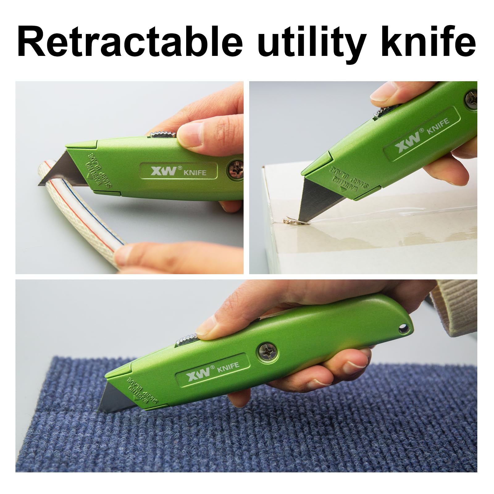 XW Retractable Utility Knife, Aluminum Alloy Box Cutter-2 Pack Green