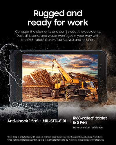 Samsung Galaxy Tab Active3 Enterprise Edition 8” Rugged Multi Purpose Tablet |64GB & WiFi & LTE (Unlocked) | Biometric Security (SM-T577UZKDN14), Black (Renewed)