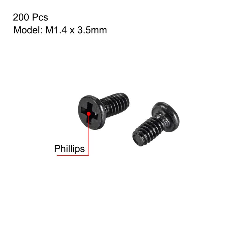Tool parts M1.4 x 3.5mm Laptop Notebook Computer Screws Head Screw Black 200pcs