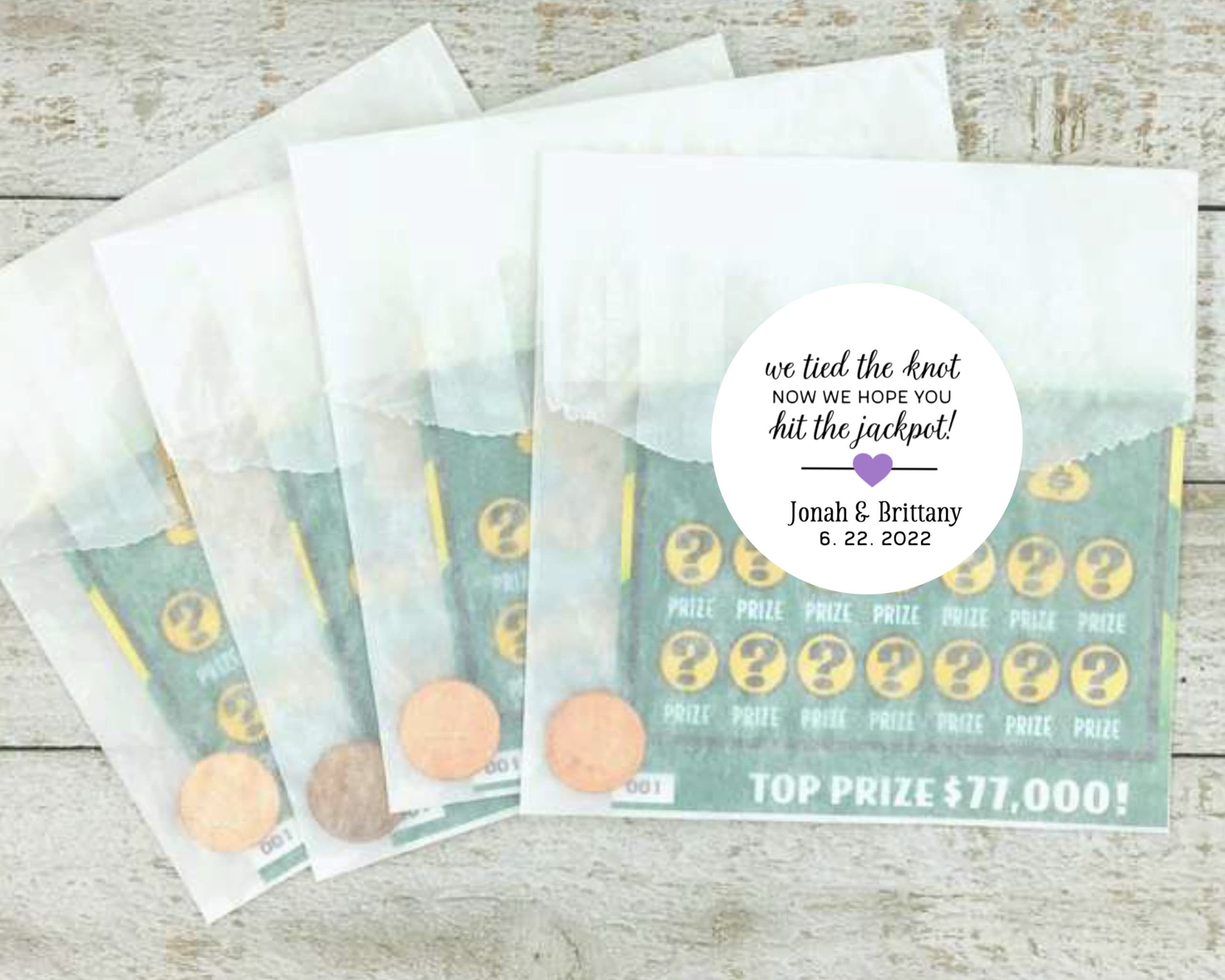 Personalized Lottery Ticket Holders for Wedding Favor - Hit the Jackpot, Gift for Guests