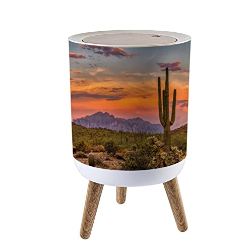 Small Trash Can with Lid Sonoran Sunset Round Recycle Bin Press Top Dog Proof Wastebasket for Kitchen Bathroom Bedroom Office 7L/1.8 Gallon