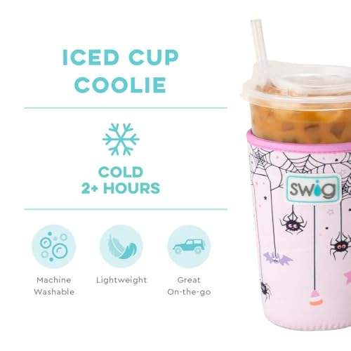 Swig Life Iced Cup Coolie, Standard 22oz Iced Coffee Cup Insulator Sleeve with Handle, Neoprene Insulated Cup Coolie Keeps Drinks Cold, Cup Cooler (Sweet And Spooky)