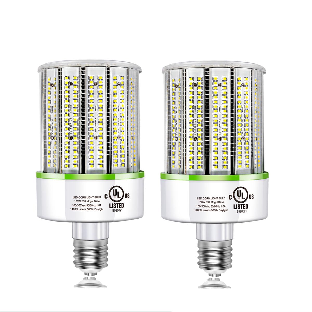 TJBB UL Listed 2-Pack 100W Led Corn Cob Light Bulb, E39 Large Mogul Base led Bulb (250-400W MH/HPS Replace) Indoor Outdoor Lighting for Garage Warehouse High Bay Parking Lot Wall Pack