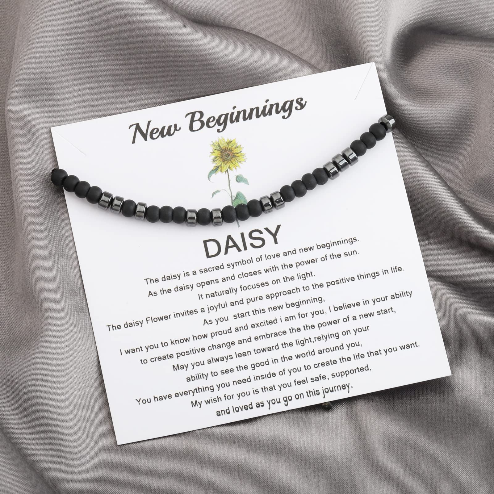 MAOFAED New Beginnings Morse Code Bracelet for Men Women New Beginnings Gift Inspirational Gift New Challenge Gift (new beginning code br)