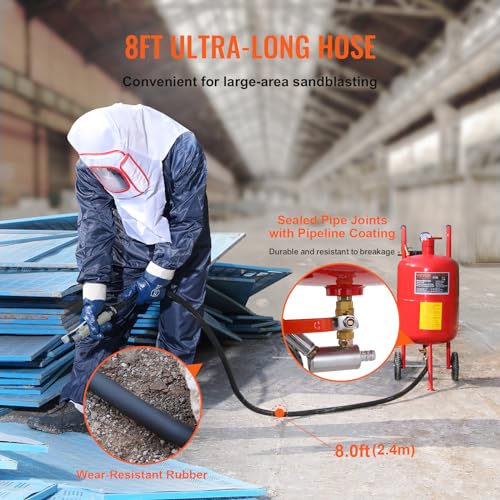 Sand Blaster VEVOR 10Gal Pot Sandblaster, 125 Psi Pressure Sand Blasting Complete Kit for Paint, Stain, Rust Removal and Special Surface Treatment of Material