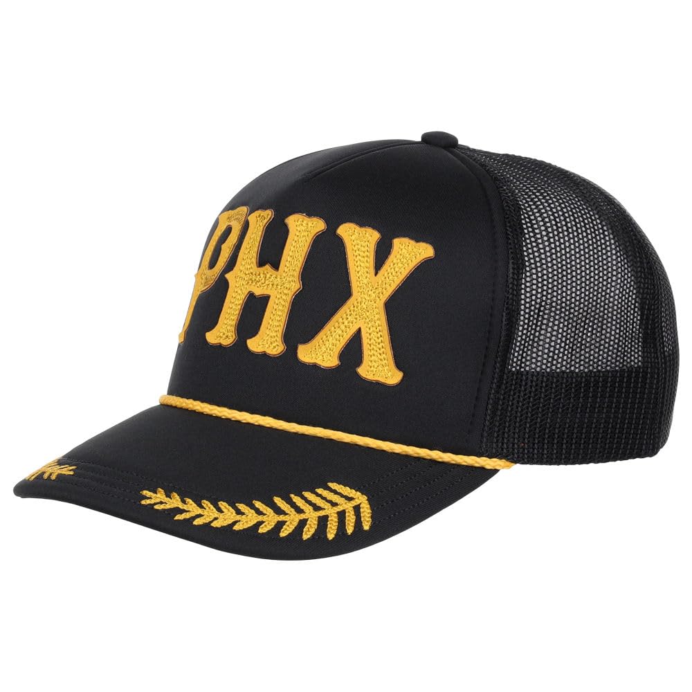 Local Crowns Arizona Leather State Patch Curved Trucker Flag Adjustable Black and White Snapback Cap
