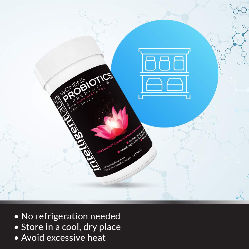 Intelligent Labs Women's Probiotics Formula with Cranberry Extract, D-Mannose and Prebiotics All in one! 6 Billion CFU Probiotic, One Capsule a Day, 2 Months Supply Per Bottle