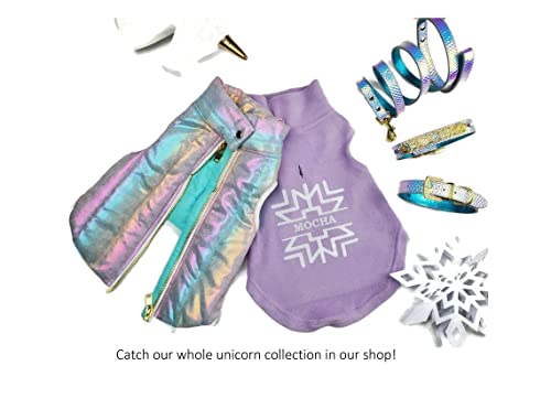 Unicorn Dog Coat, Iridescent Puffer Jacket for Pets, Unicorn Dog Jacket (M 10-15 lbs)