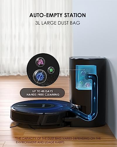 Thamtu G20 Robot Vacuum and Mop Combo, with Self-Emptying Base, Auto Carpet Boost, 3000Pa Suction for Powerful Cleaning, APP and Voice Control, Pet Hair Cleaning, is Ideal for Household Cleaning