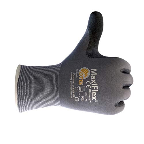 Maxiflex 34-874 Ultimate Nitrile Grip Work Gloves, Large, 3 Pair