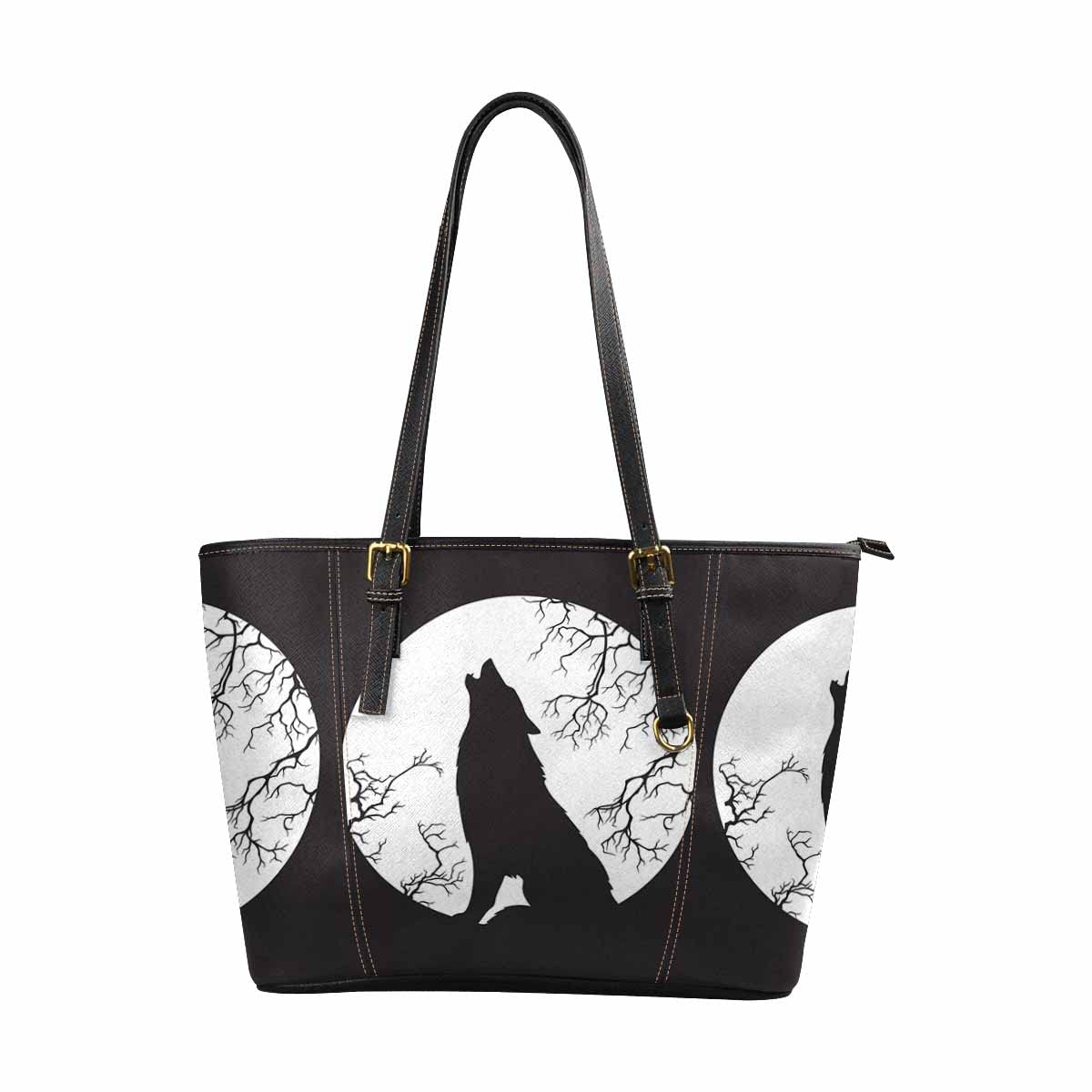 InterestPrint wolf at full moon Handbag Tote Shoulder Bag, Top Handle Satchel Bag