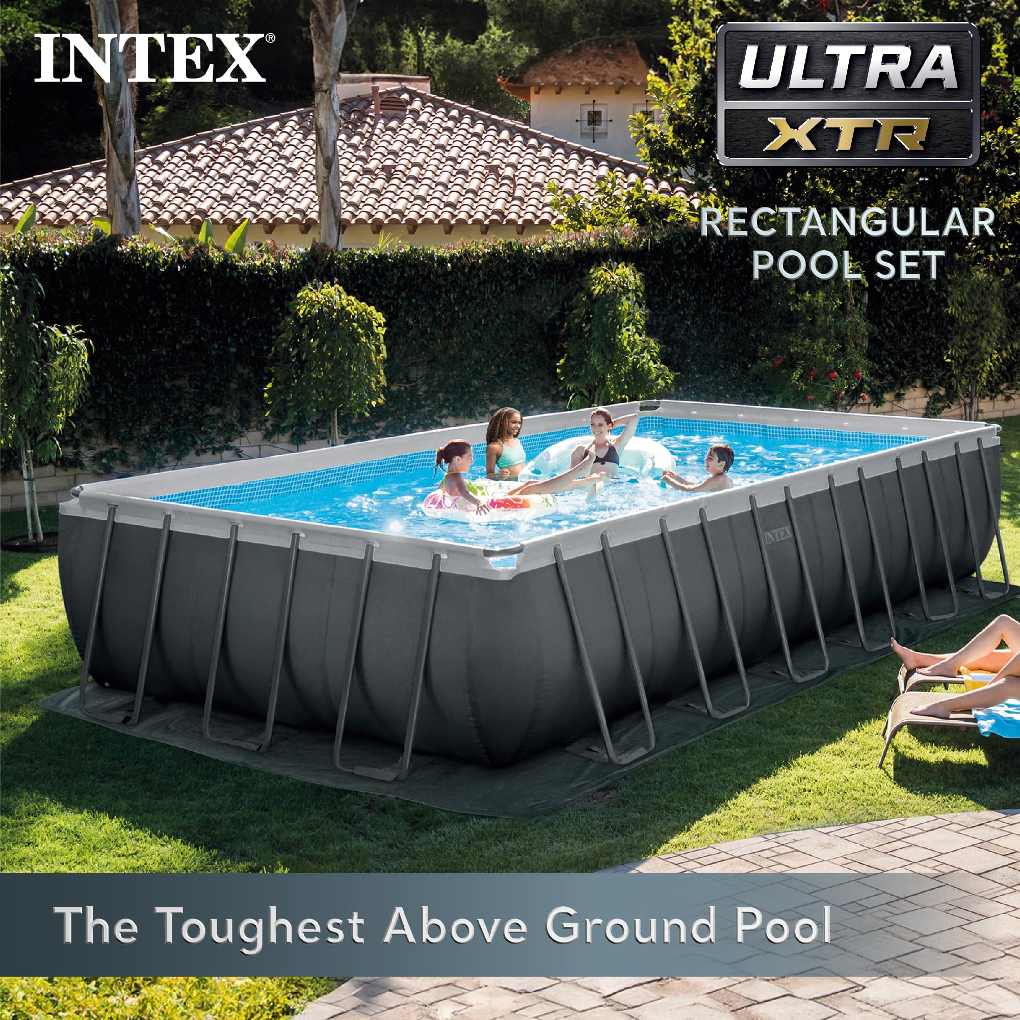 Intex 26363EH Ultra XTR Deluxe Rectangular Above Ground Swimming Pool Set: 24ft x 12ft x 52in β Includes 2100 GPH Sand Filter Pump β SuperTough Puncture Resistant β Rust Resistant β Easy to Assemble