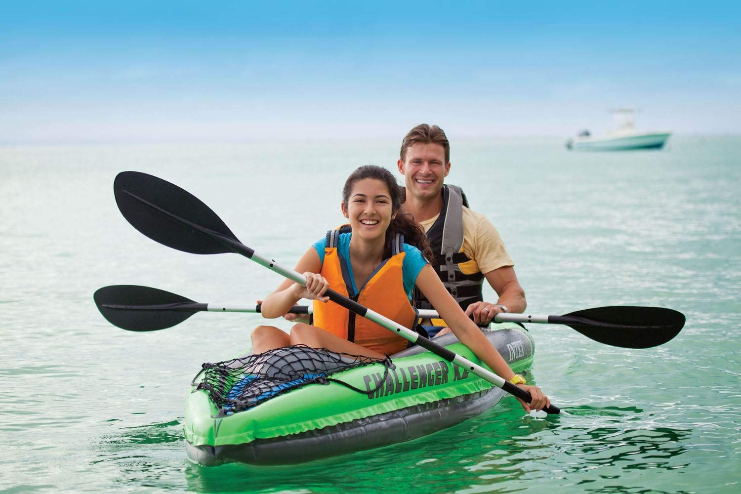 Intex Challenger K2 2-Person Inflatable Sporty Kayak + Oars And Pump (2 Pack)