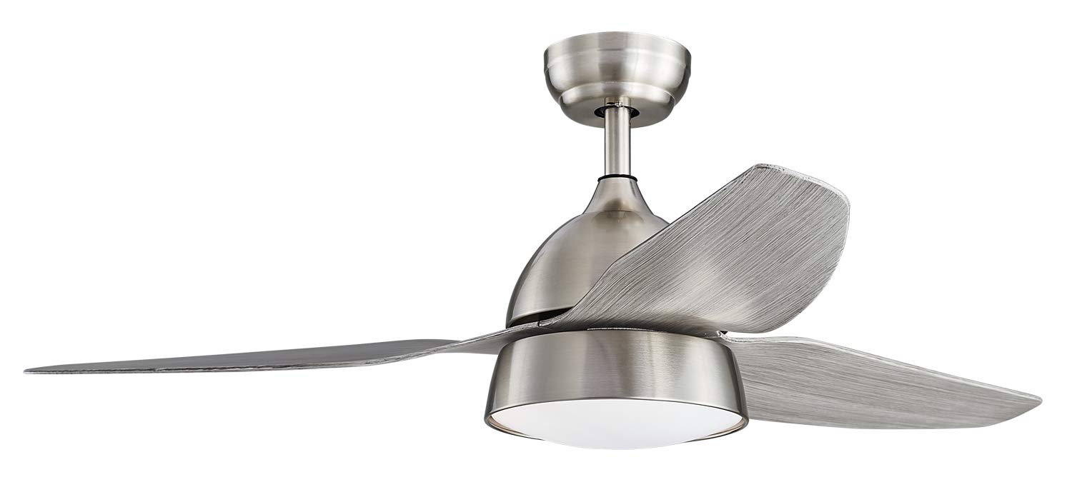 LAMPSMORE 52 Inch Indoor Ceiling Fan With Lights,Nickel Ceiling Fan Light Kit For Bedroom,Modern Ceiling Fan With Remote,Industrial Ceiling Fan With 3 Blades