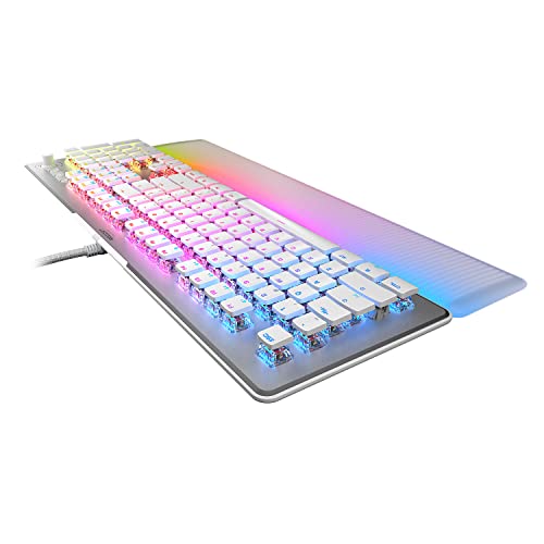 ROCCAT Vulcan II Max β Optical-Mechanical PC Gaming Keyboard with Customizable RGB Illuminated Keys and Palm Rest, Titan II Smooth Linear Switches, Aluminum Plate, 100M Keystroke Durability β White