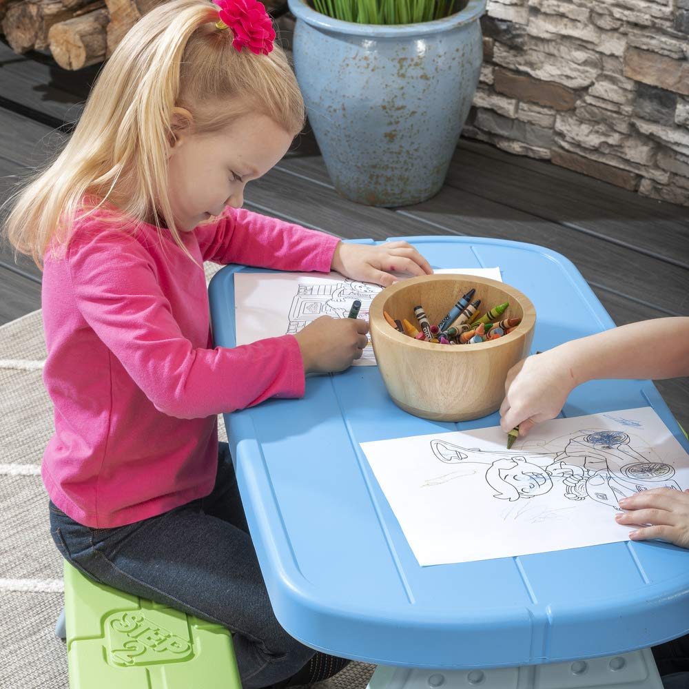 Step2 Sun & Shade Kids Picnic Table with Removable Umbrella β Indoor/Outdoor Kids Picnic Table Seats Four β Easily Assembly and Store the Kids Table β Yard Friendly Colors β Amazon Exclusive