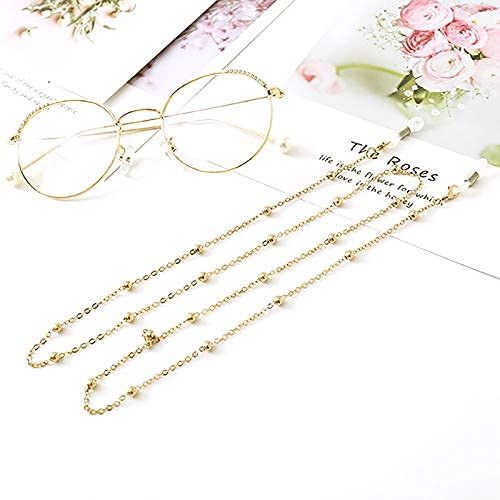 JINEAR 18K Gold Plated Eyeglass Chain for Women Stylish Sunglass Chain Strap Holder Handmade Jewelry Gold Beaded Chain String Cord Lanyard