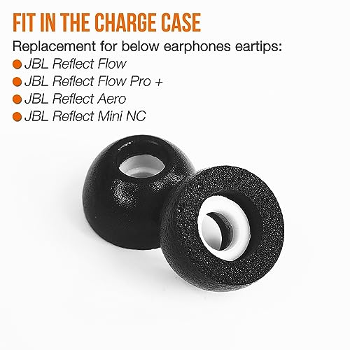 TENNMAK Memory Foam Eartips Replacement for JBL Reflect Flow & Reflect Flow Pro + & Reflect Mini NC & Reflect Aero TWS Earbuds Earpads Ear Tip