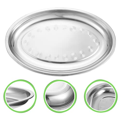 UPKOCH Stainless Steel Tray Stainless Steel Oval grilling platter serving platter serving platter Platter Oval Steaming Serving Platter