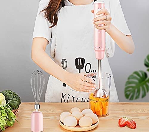MXJCC Hand Blender, Powerful Immersion Blender Handheld, Smart Pressure Speed Control Portable Stick Mixer Perfect for Smoothies, Baby Food & Soup (Color : Pink)