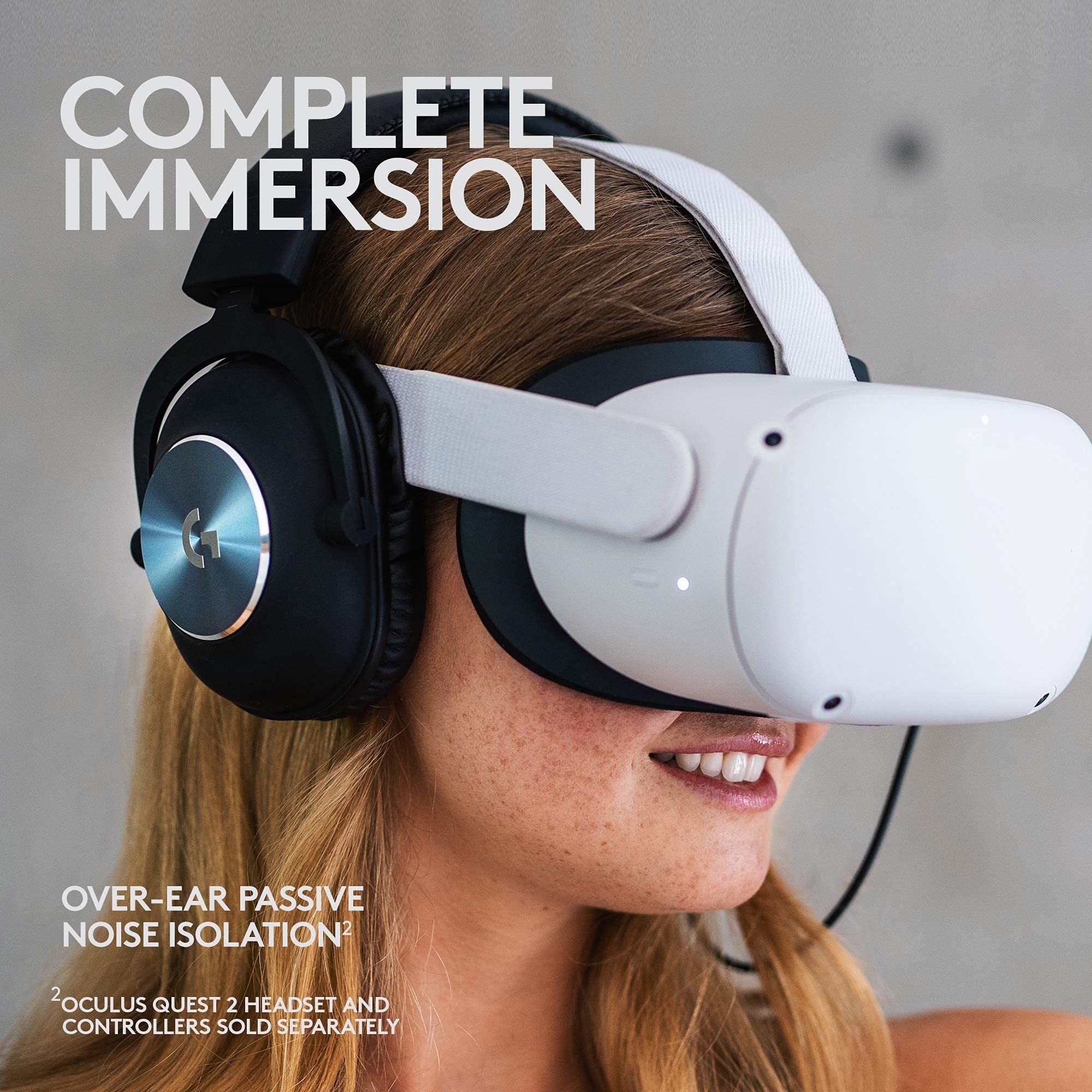 Logitech G PRO Gaming Headset for Oculus Quest 2 - Oculus Ready - Custom-Length Cable - PRO-G Precision Gaming Audio Driver - Steel and Aluminum Build - Low-Latency 3.5 mm Aux Connection (Renewed)
