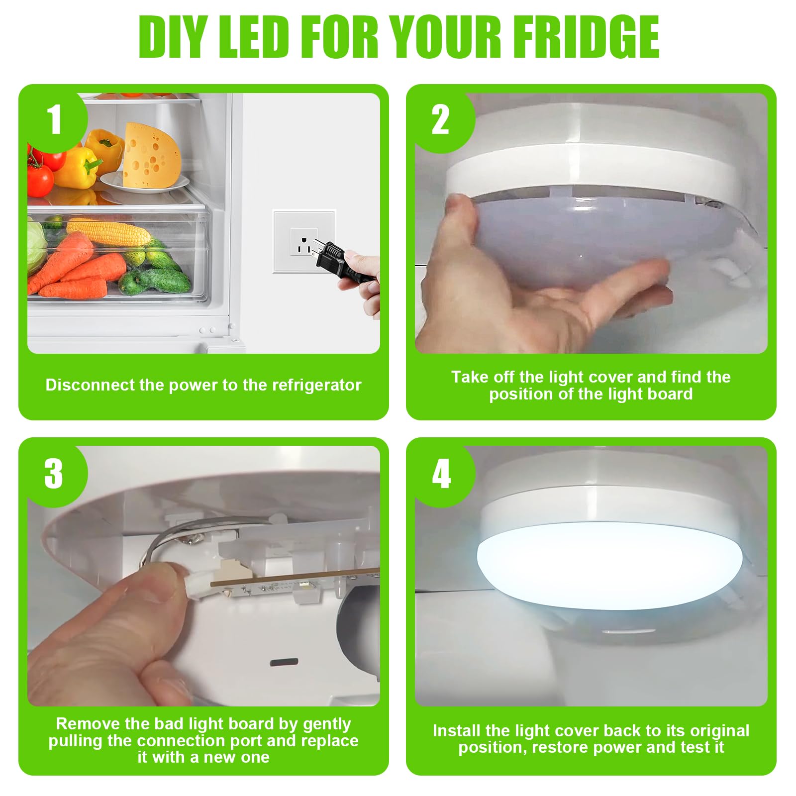 TobeBright WR55X26671 LED Light Board for GE Refrigerators Brand, WR55X26671 LED Freezer Light Bulb Replacement for GE Refrigerator Light Bulbs PS11767930 AP6035586 4468532 EAP11767930
