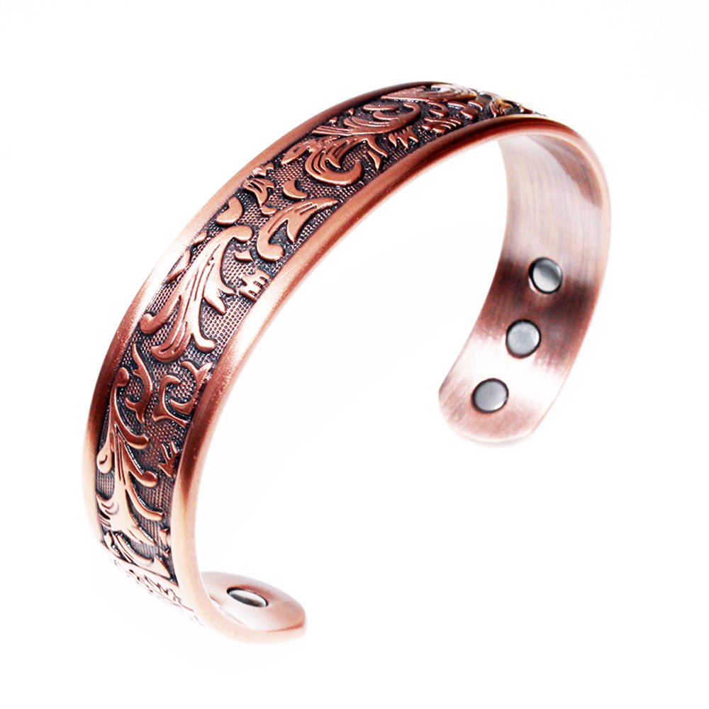 LONGRN-Copper bracelet used for Adjustable Size- a pure copper magnetic bracelet with 6 magnets for men