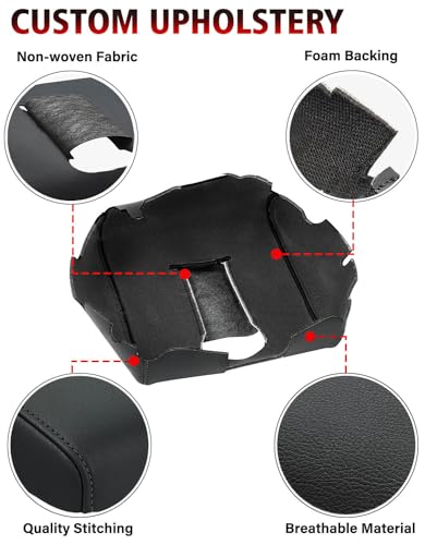 KBH Auto Center Console Cover Replacement for Chevy Chevrolet Silverado & GMC Sierra 1500 2500 3500 2014-2018, Vinyl Leather Armrest Replace Covering, Anti-Scratch, Split Bench Jump Seat (Black)