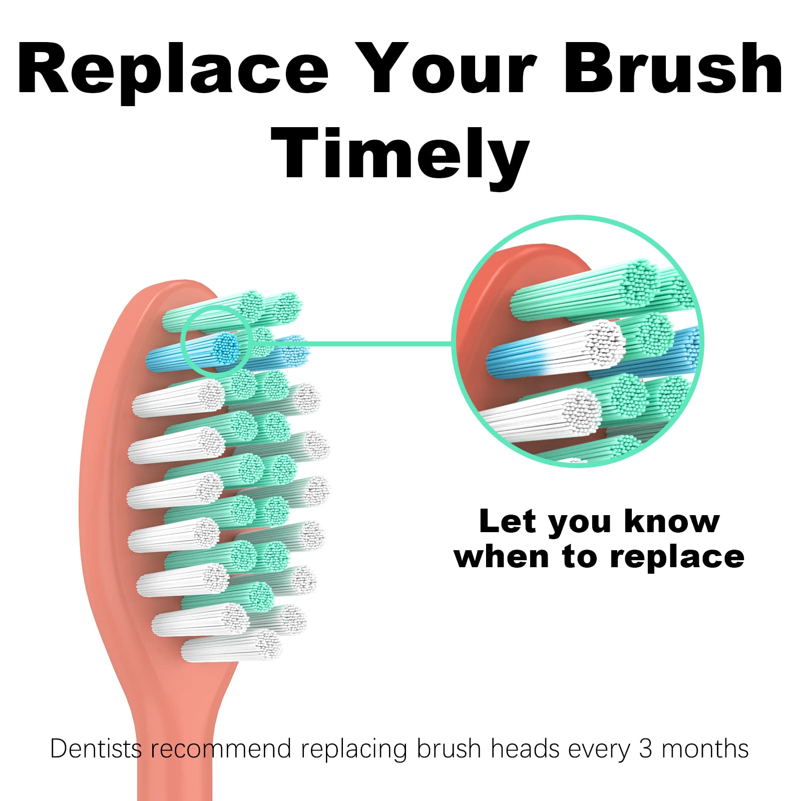 Toothbrush Replacement Brush Heads, for HY1100 and HY1200 Only, Compatible with Philips One Electric Toothbrushes, 4 Pack (Miami Coral)