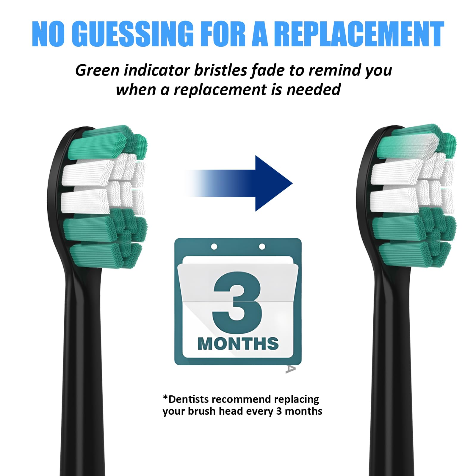 Toothbrush Replacement Heads Compatible with AquaSonic Black Series Tooth Brush, for Black Series Pro, Vibe Series, Duo Series Pro, Electric Toothbrush Refills 8 Pack (Black)